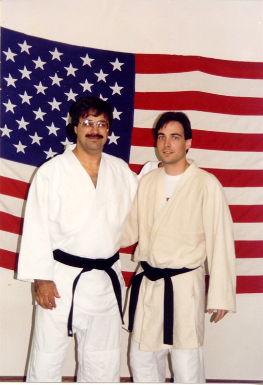 Sensei Mike Hillen promoting me to Black Belt in Judo 1996